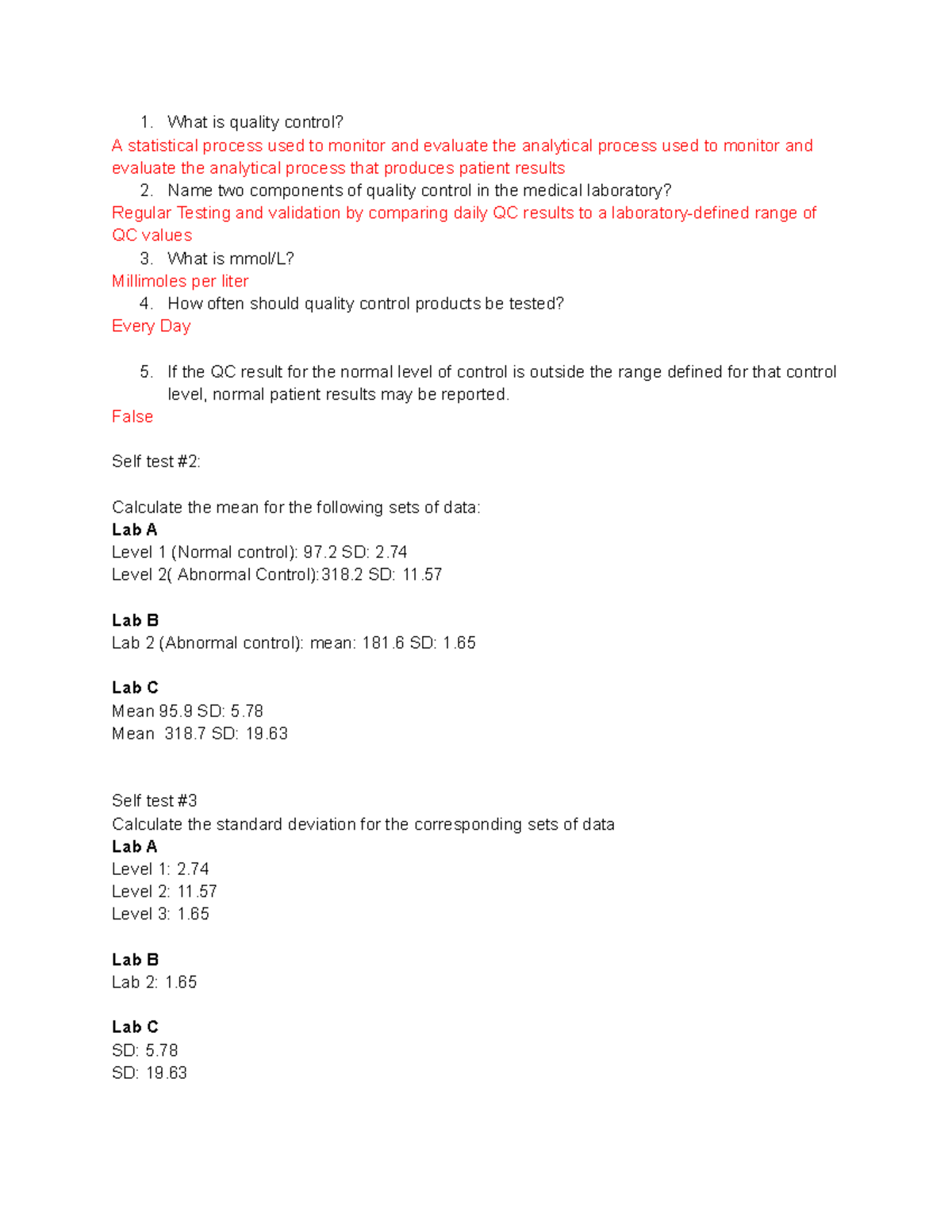 Bio rad self test 1,2,3 - Bio rad self test - What is quality control ...