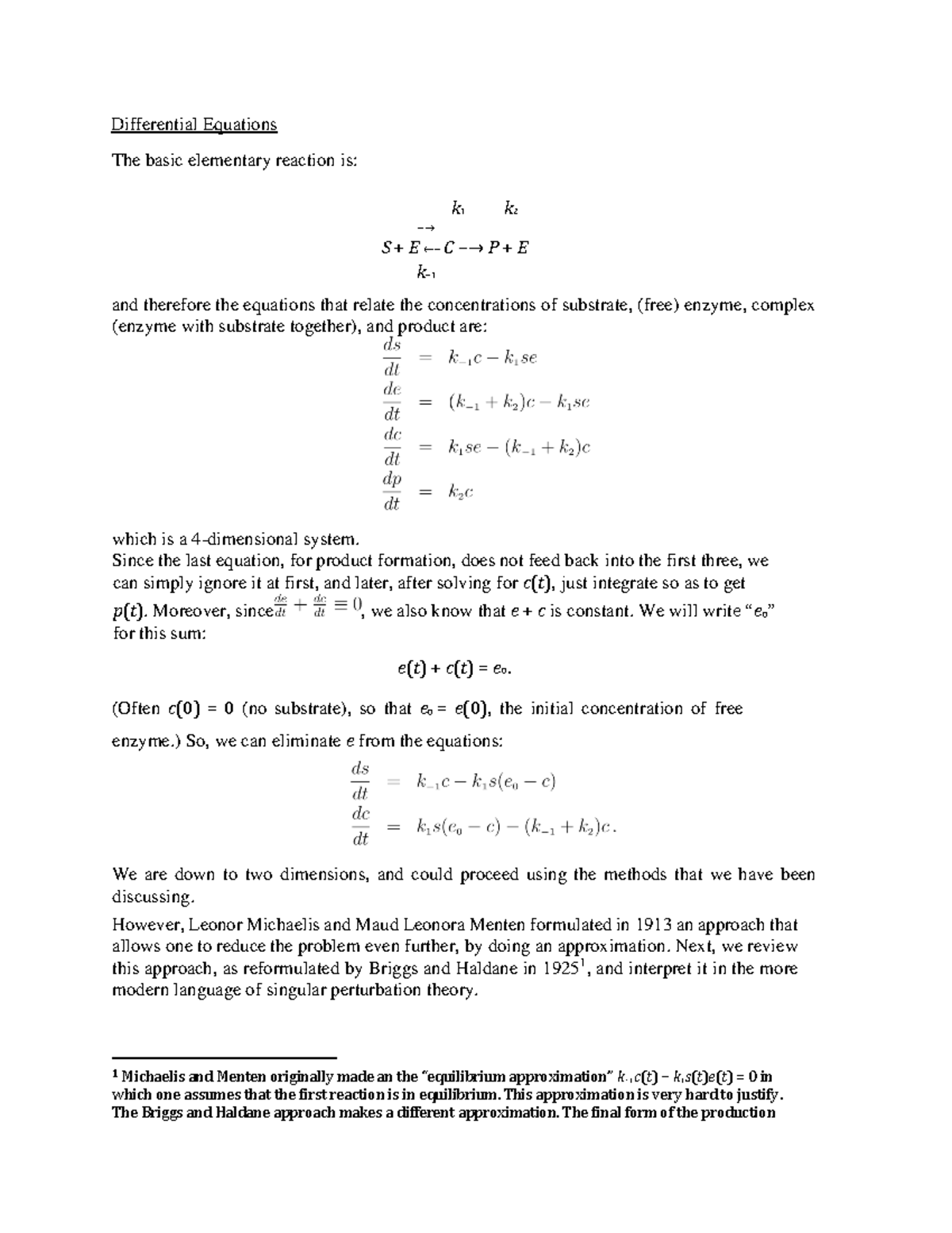 Differential Equations - Since the last equation, for product formation ...