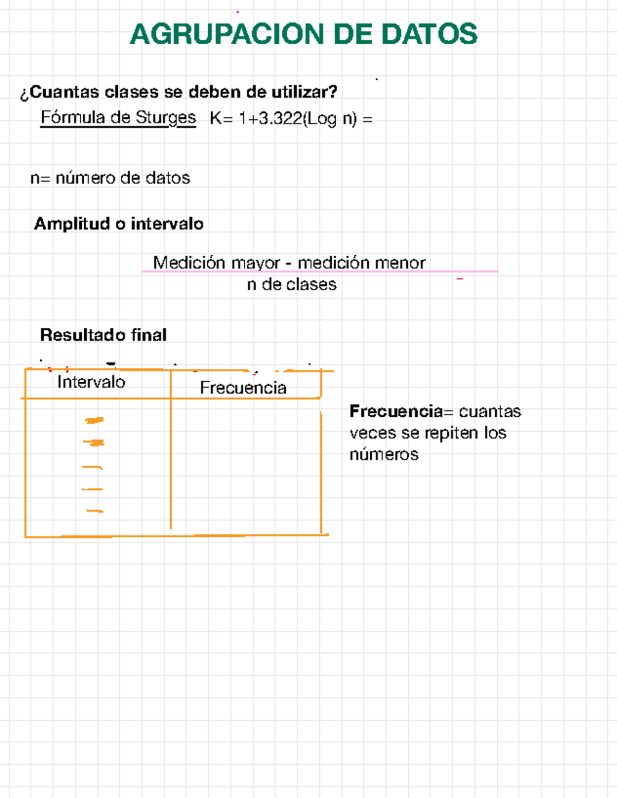 Estadística - Hhuii - Intervalo ¿Cuantas clases se deben de utilizar ...