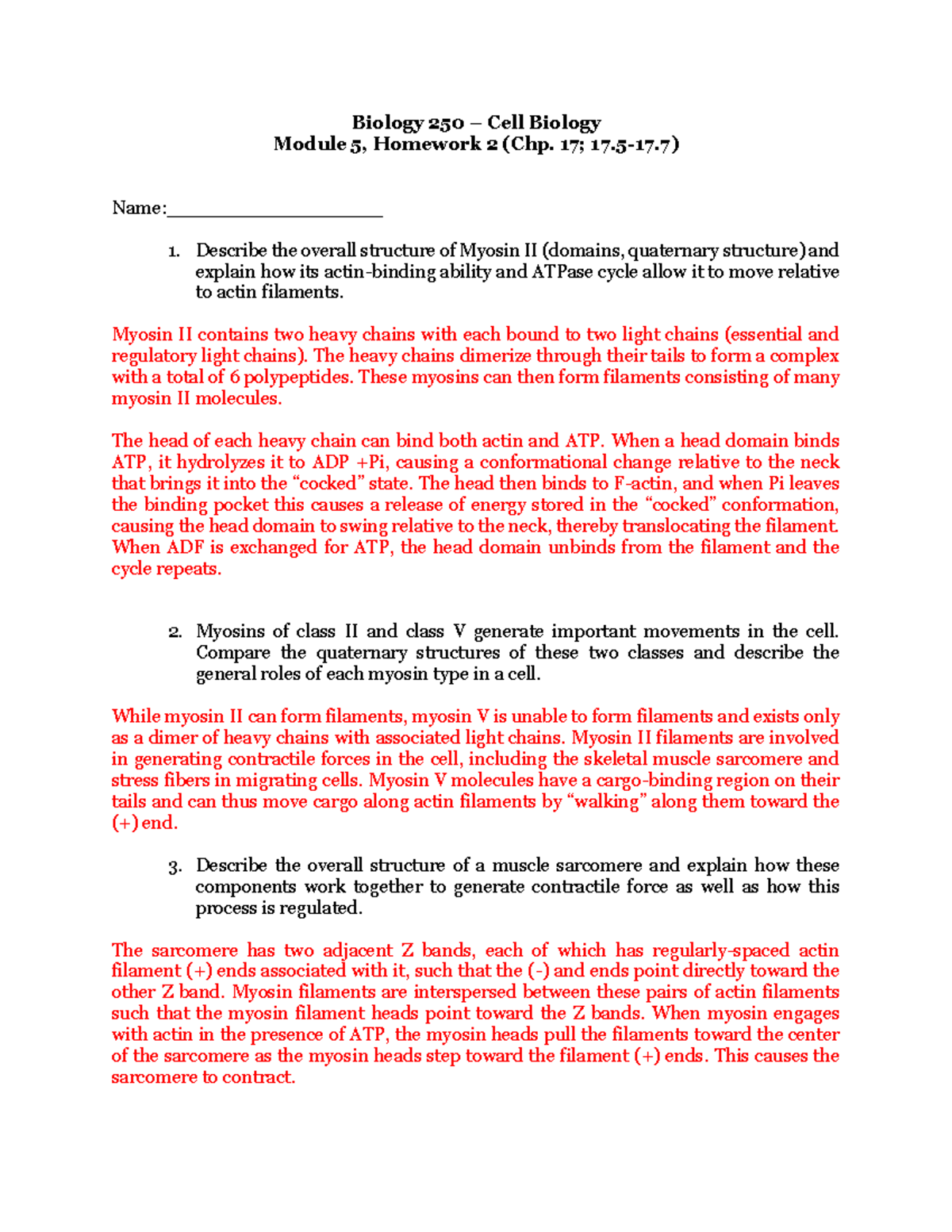 Module 5 Homework 2 Answer - Biology 250 – Cell Biology Module 5 ...