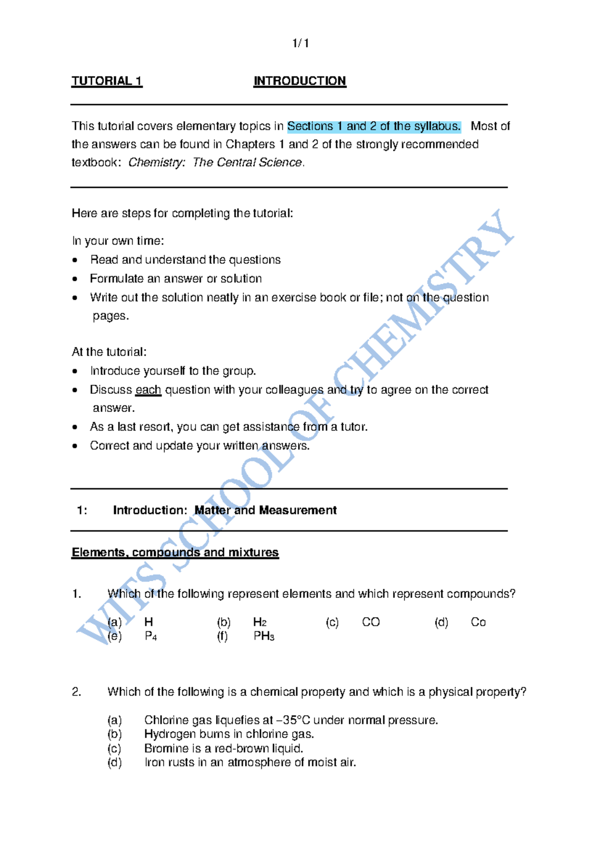 TUT1 Matter-measurement - TUTORIAL 1 INTRODUCTION This tutorial covers elementary topics in ...