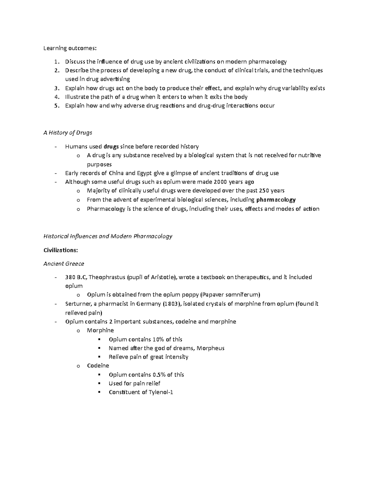 Module 1 - Principles of Pharmacology - Learning outcomes: Discuss the ...