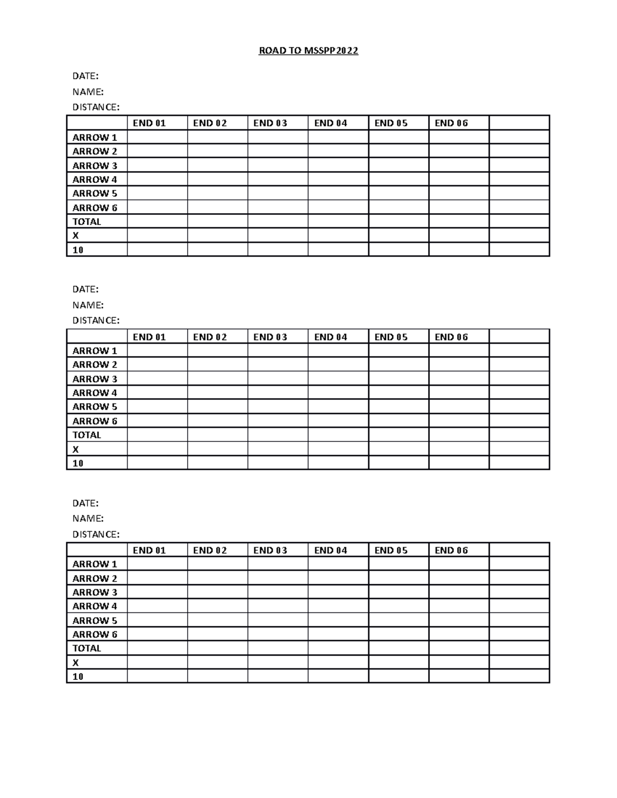 ROAD TO Msspp 2022 - ROAD TO MSSPP DATE: NAME: DISTANCE: END 01 END 02 ...