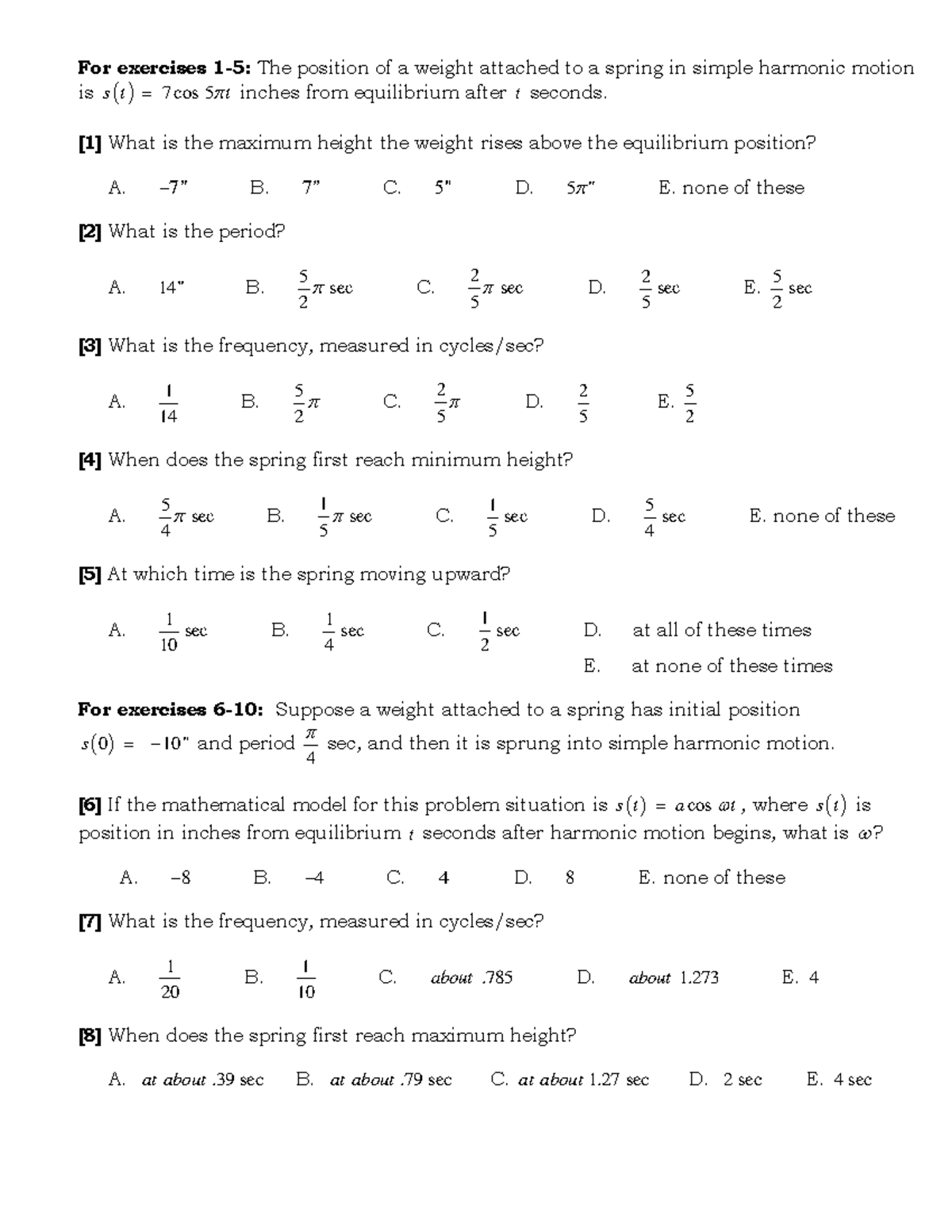 Trig Test 3 - This is Tim Curran's trig test for unit 3. - For ...