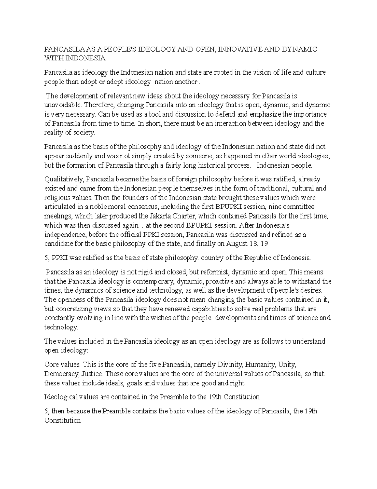 Pancasila AS A People'S Ideology AND OPEN - PANCASILA AS A PEOPLE'S ...