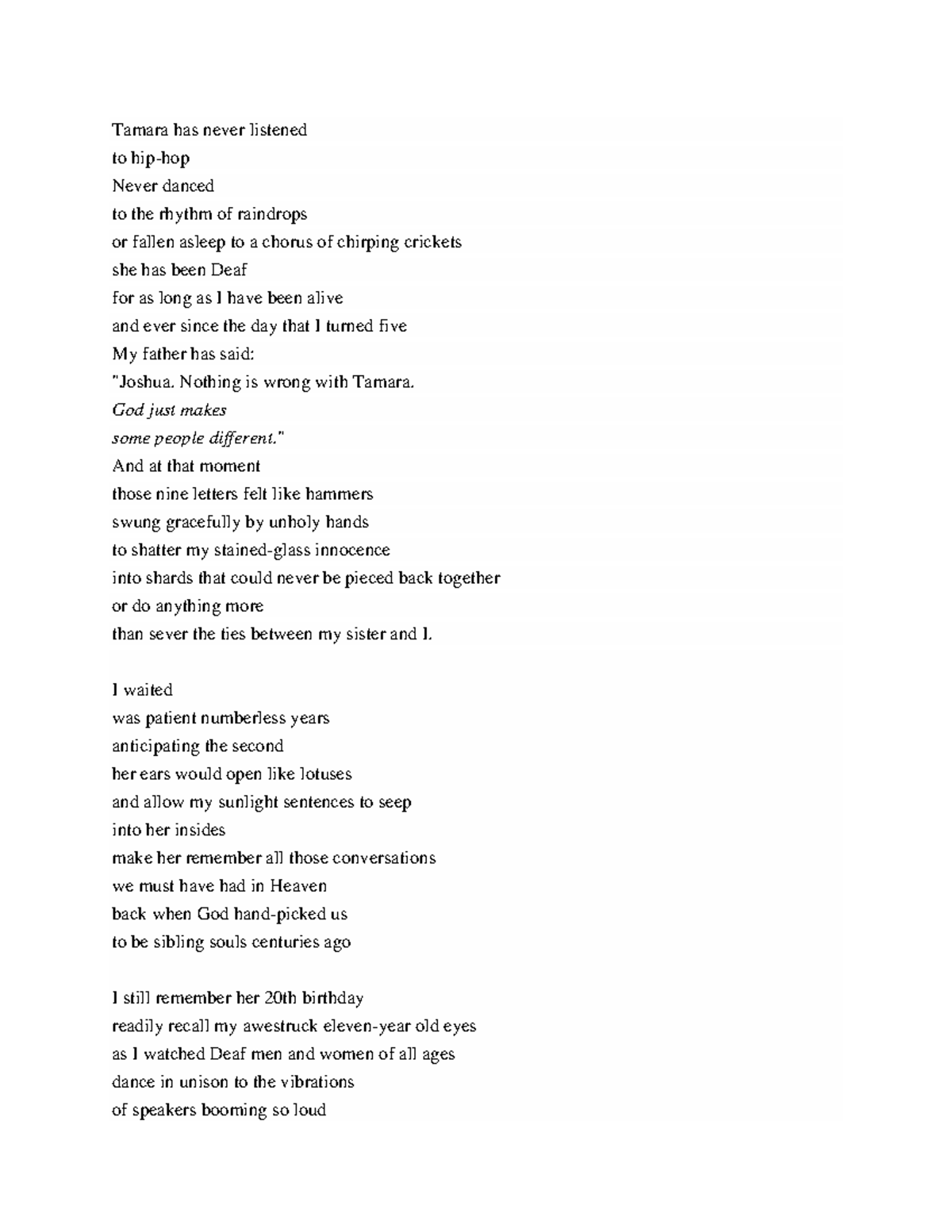 Tamara's Opus Poem - book - Tamara has never listened to hip-hop Never ...