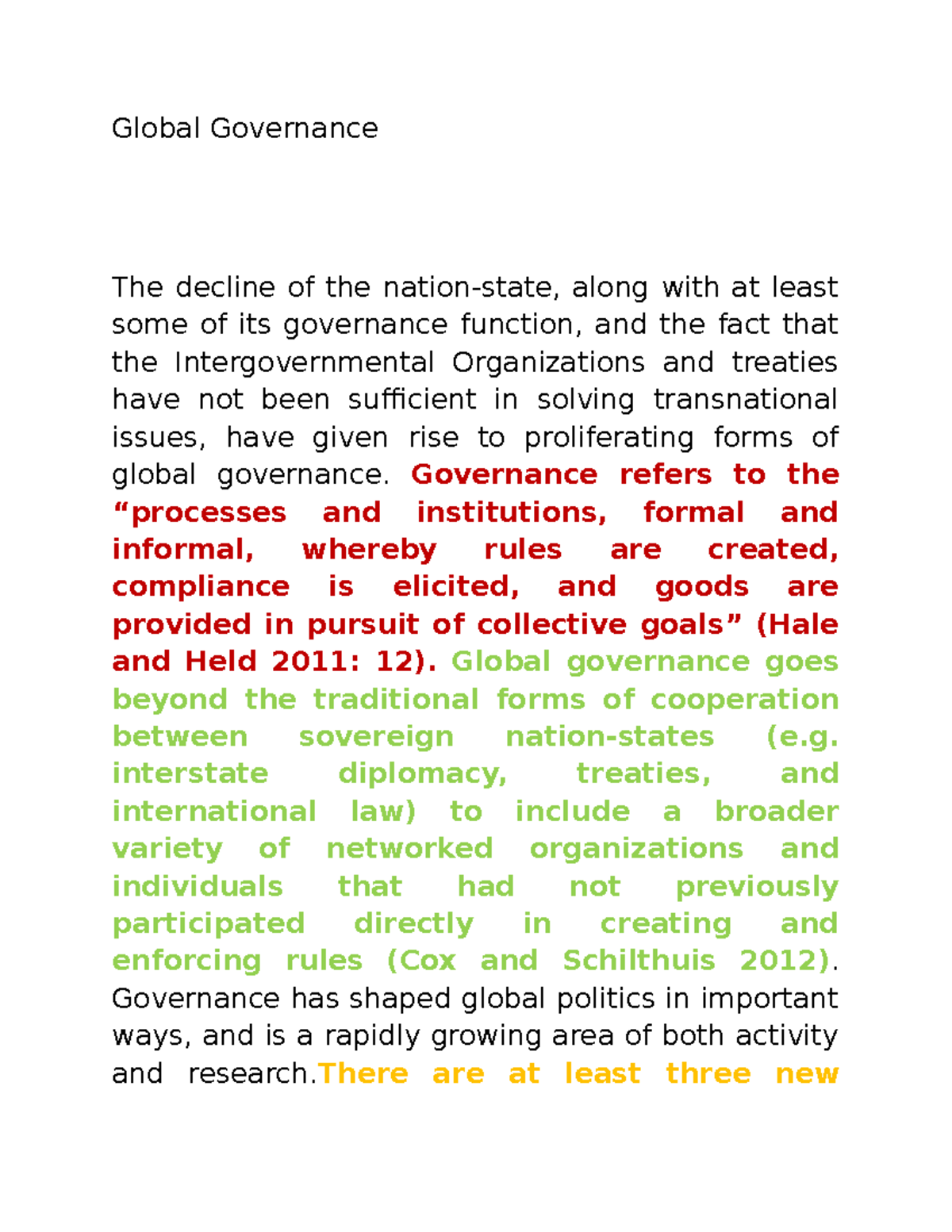 Global Governan - Global Governance The decline of the nation-state ...