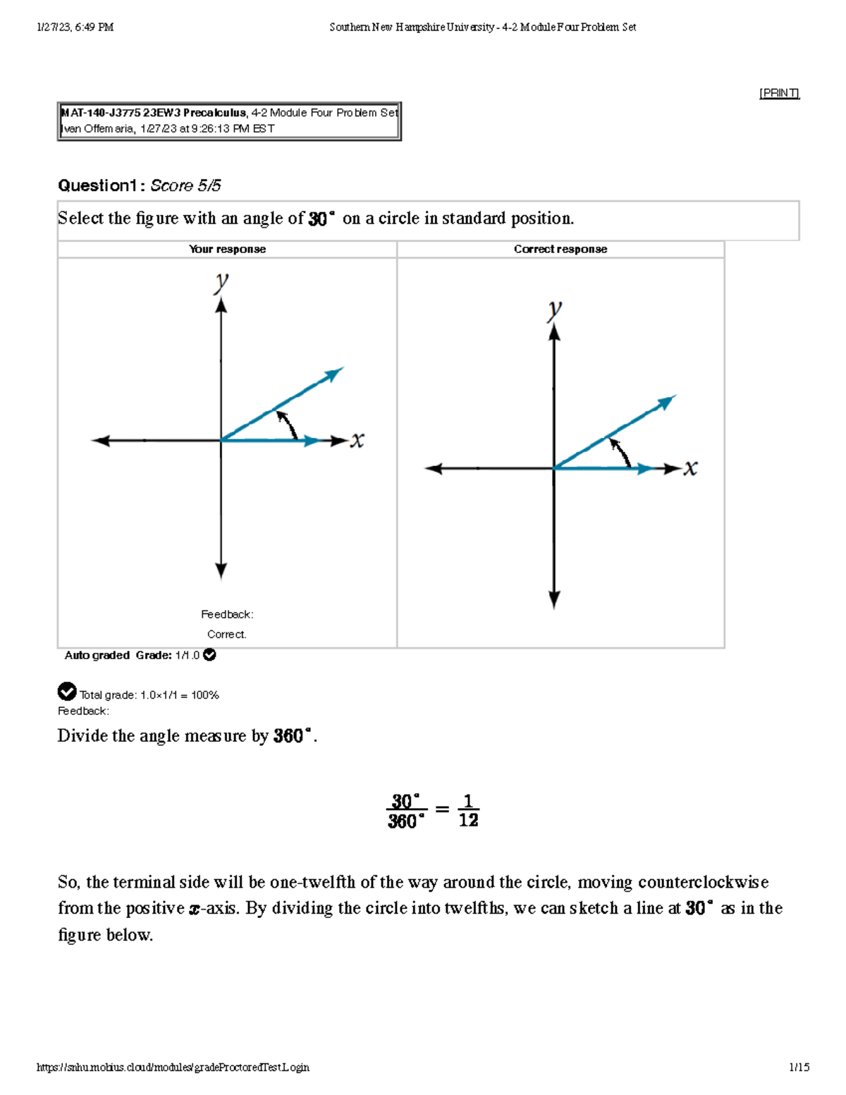 MAT 140 4-2 - [PRINT] MAT-140-J3775 23EW3 Precalculus, 4-2 Module Four Problem Set Ivan ...