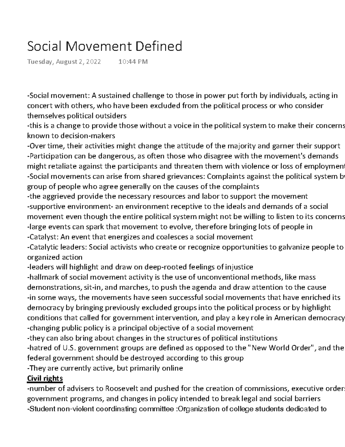 Social Movement Defined -Social movement: A sustained challenge to ...