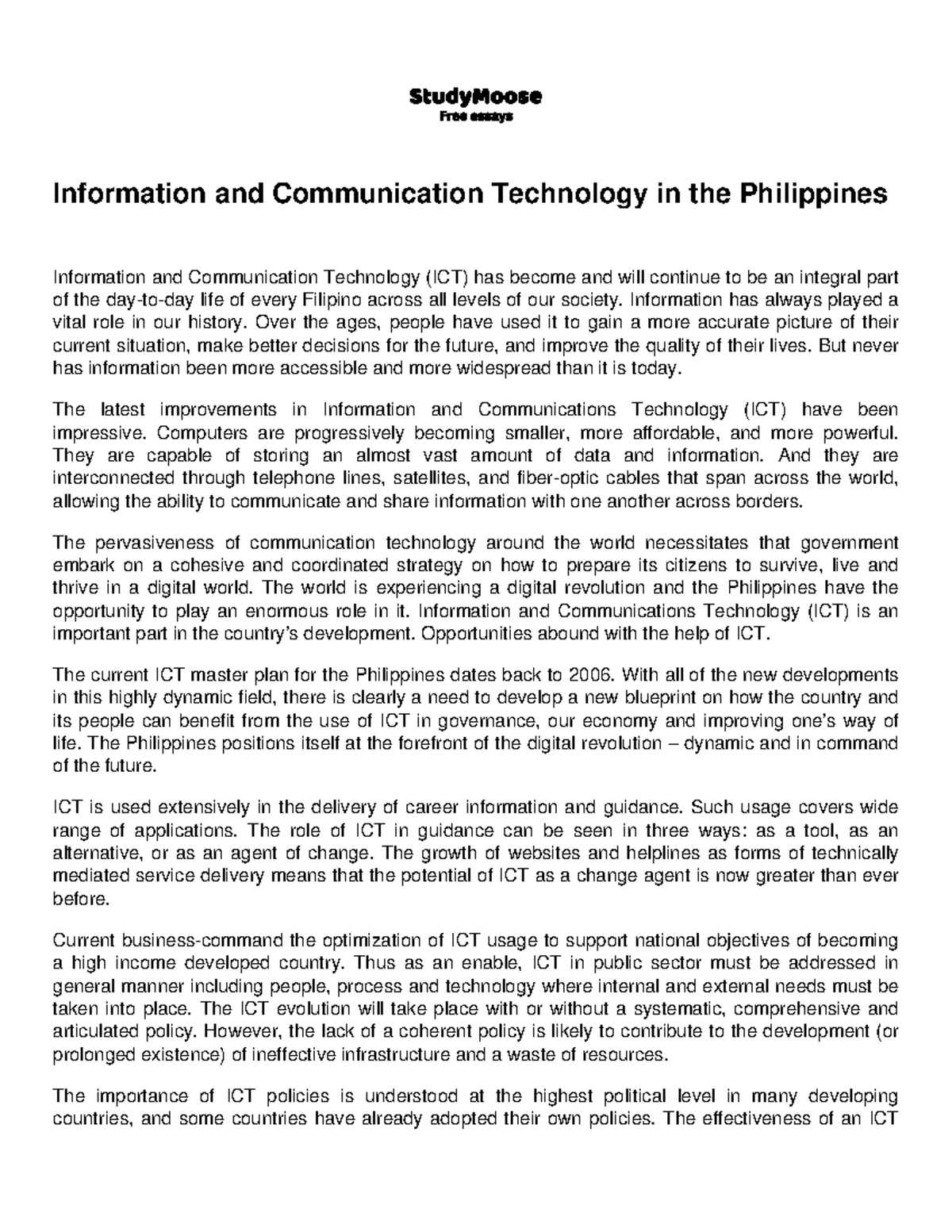 Information and Communication Technology in the Philippines ...