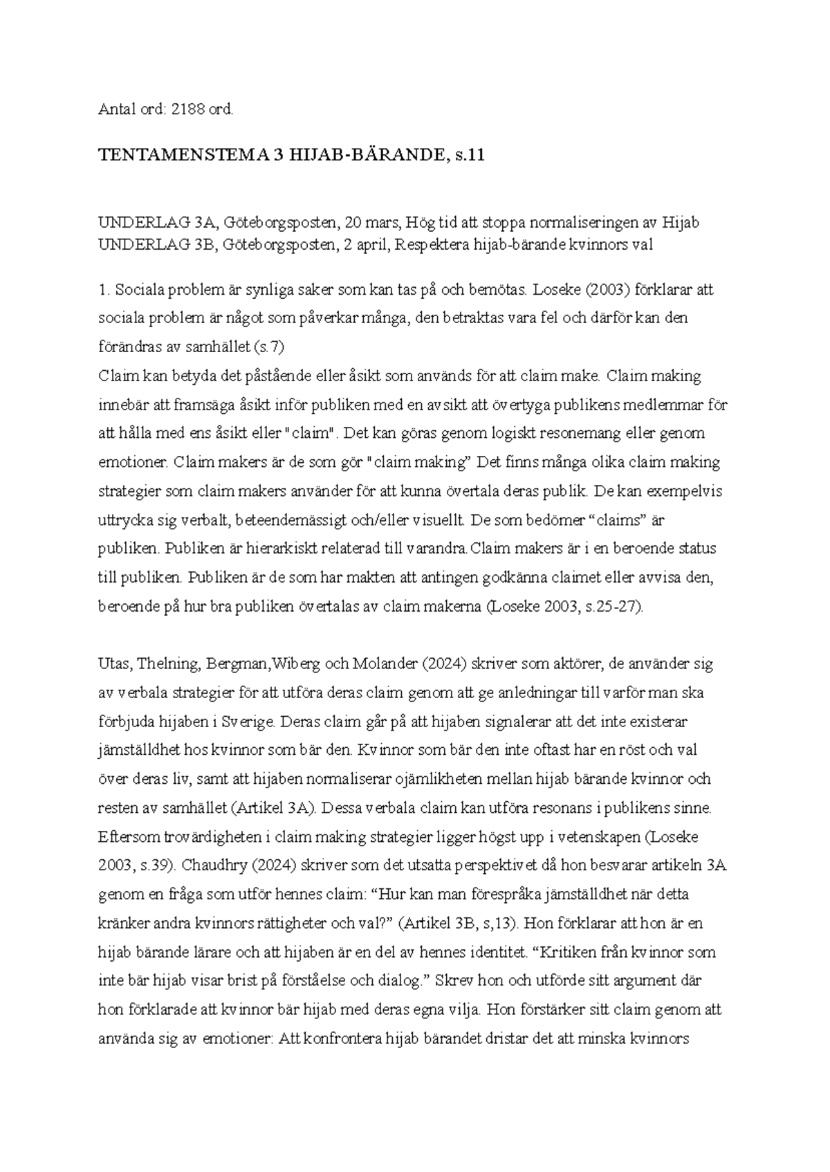 Tentamen 2 - Antal ord: 2188 ord. TENTAMENSTEMA 3 HIJAB-BÄRANDE, s ...