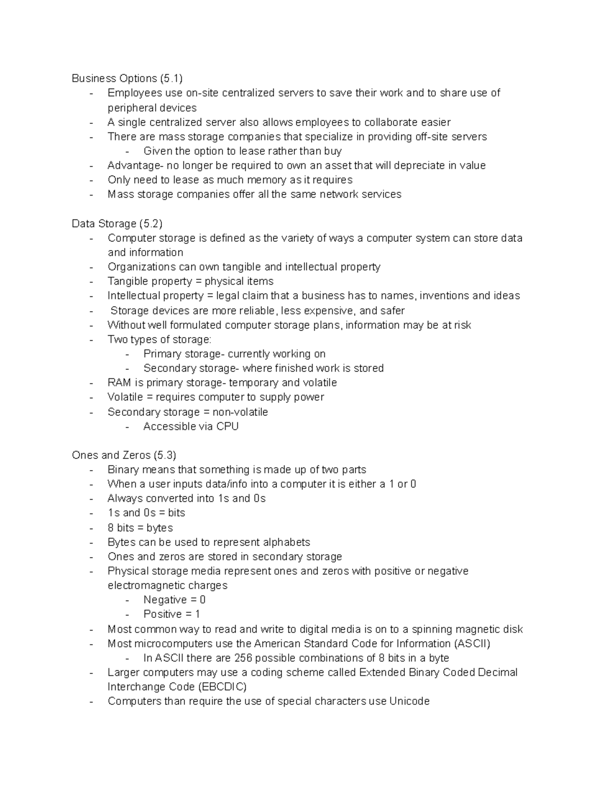 Business Storage Notes - Business Options (5) - Employees use on-site ...