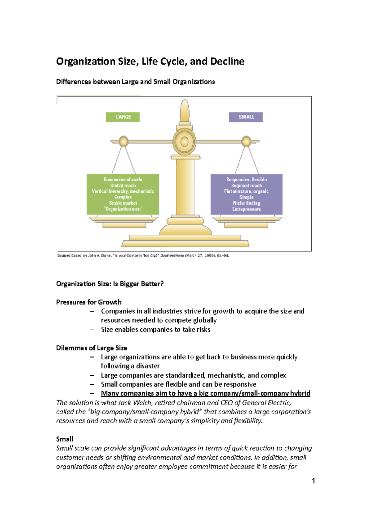 Chapter 9 Organization Size, Life Cycle, and Decline - Organization ...