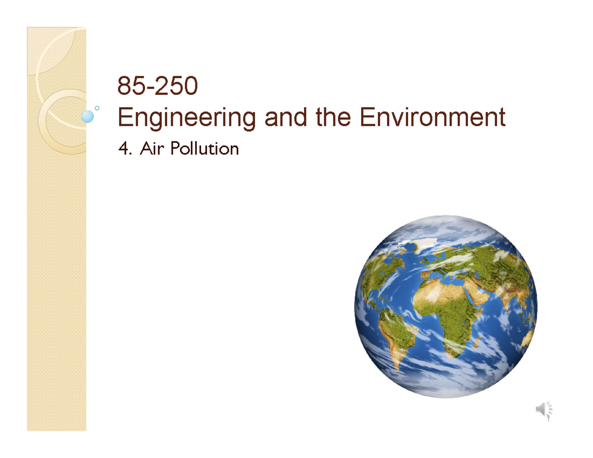 Lecture 4 part A - Notes on Air Pollution - 85- Engineering and the ...