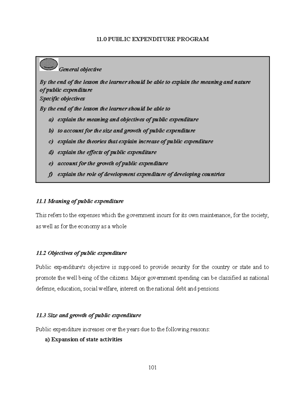 Topic 11 Public Expenditure Program - 11 PUBLIC EXPENDITURE PROGRAM ...