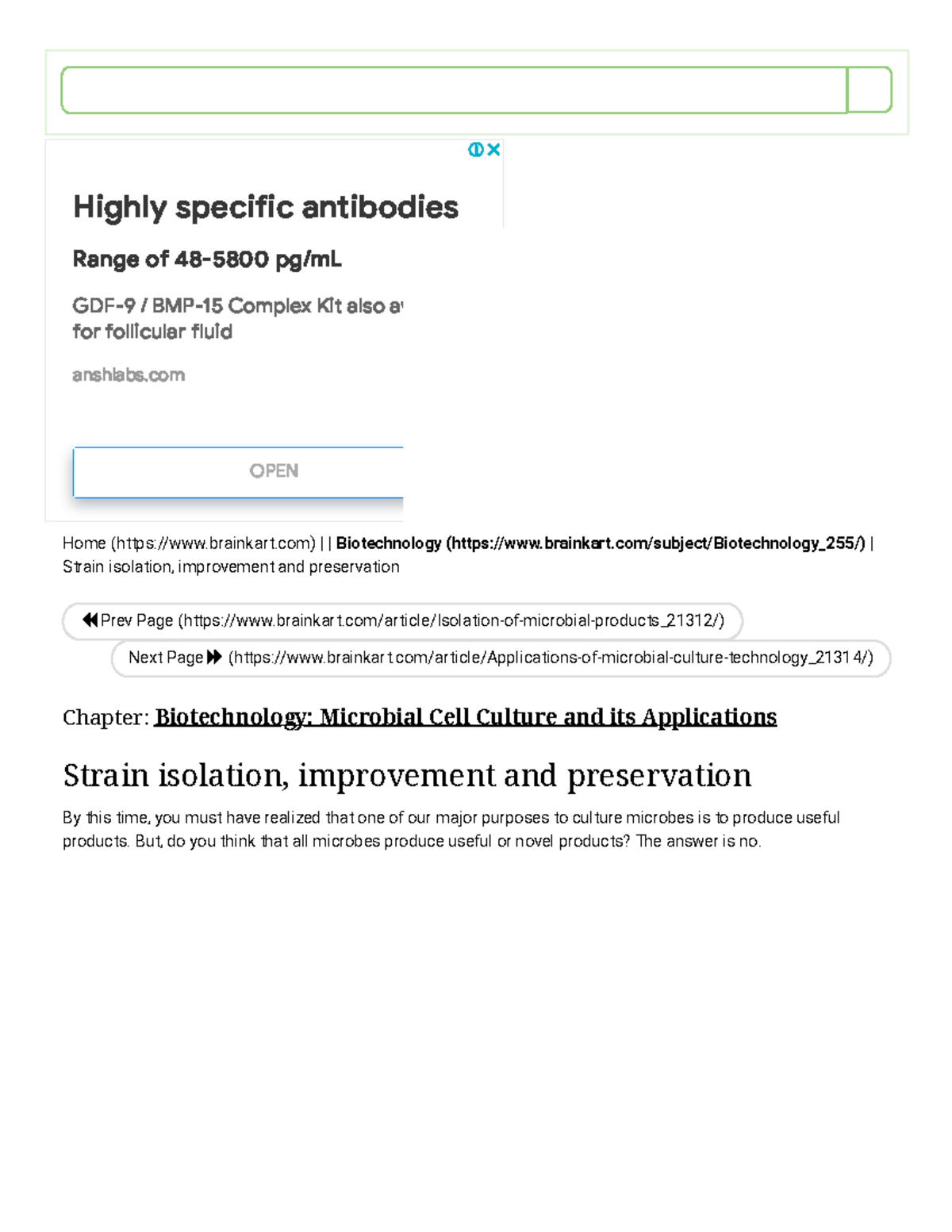 Strain isolation, improvement and preservation - Highly specific ...