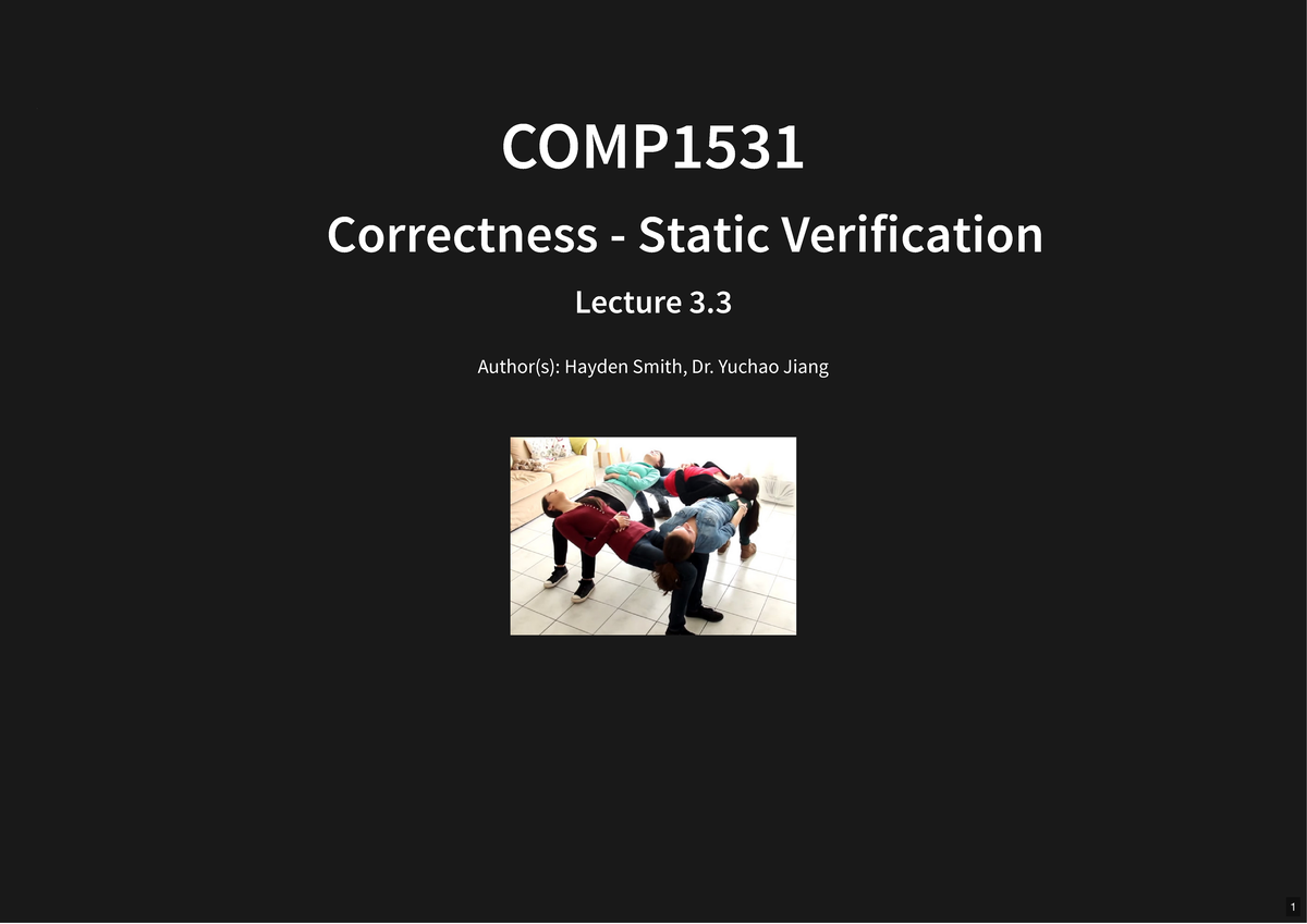 3.3 Static Verification COMP1531 - COMP Correctness - Static ...