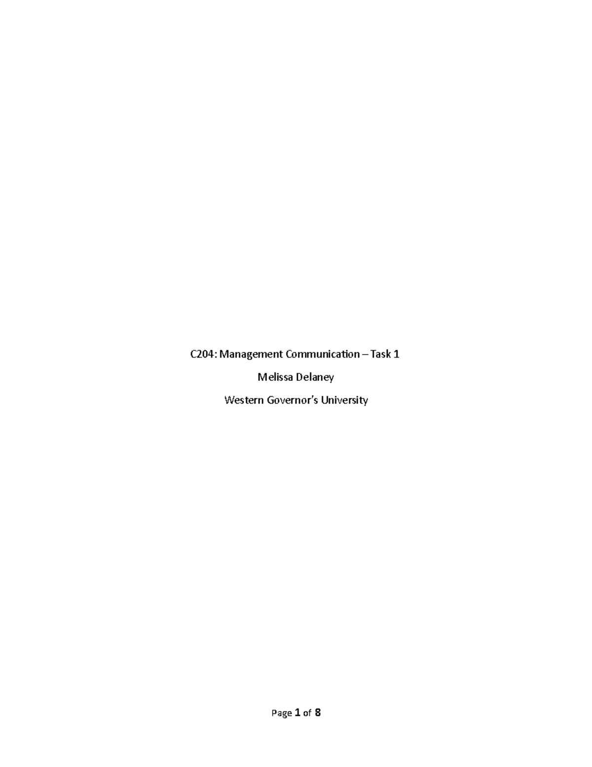 C204 Management Communication Task 1 - C204: Management Communication ...