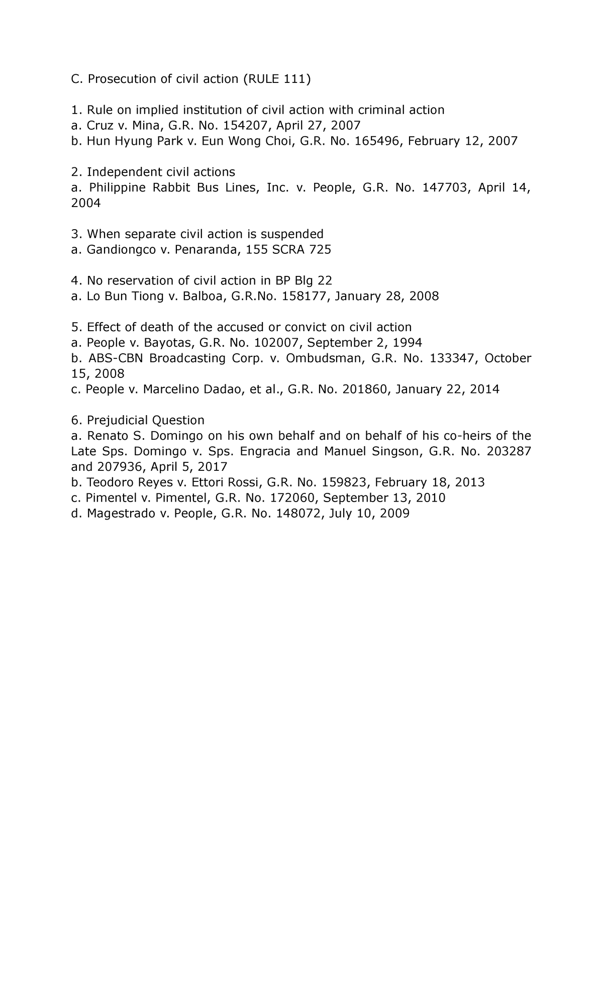 Rule-111 - law ref - C. Prosecution of civil action (RULE 111) Rule on ...