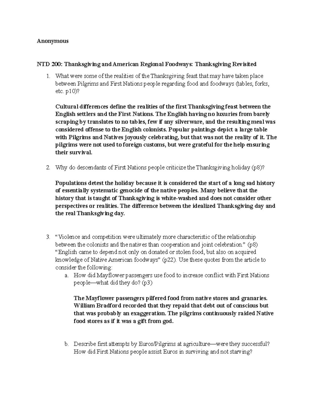 NTD200 Cuisine of Contact - Anonymous NTD 200: Thanksgiving and ...