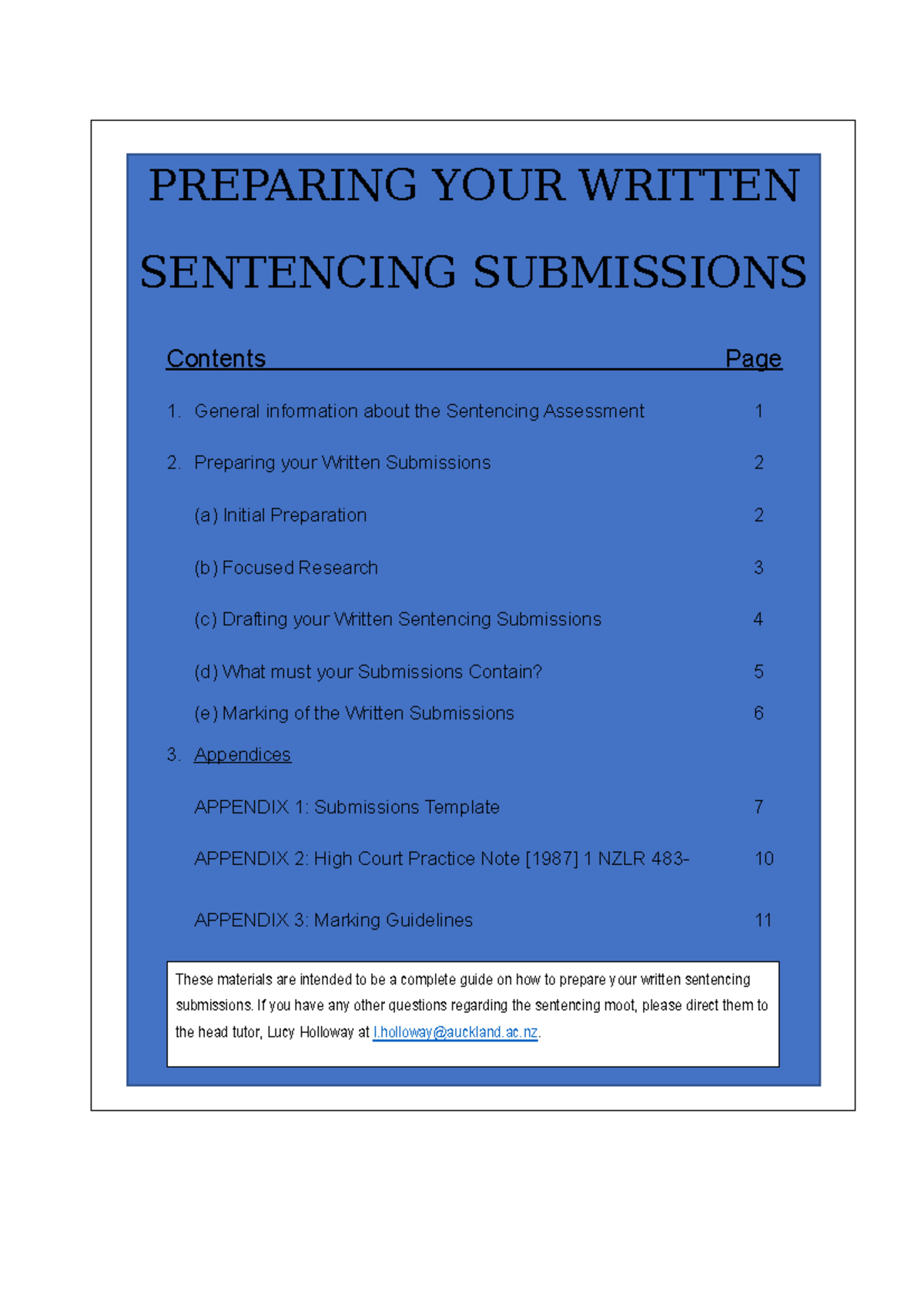 Guide to Preparing Your Written Sentencing Submissions - PREPARING YOUR ...