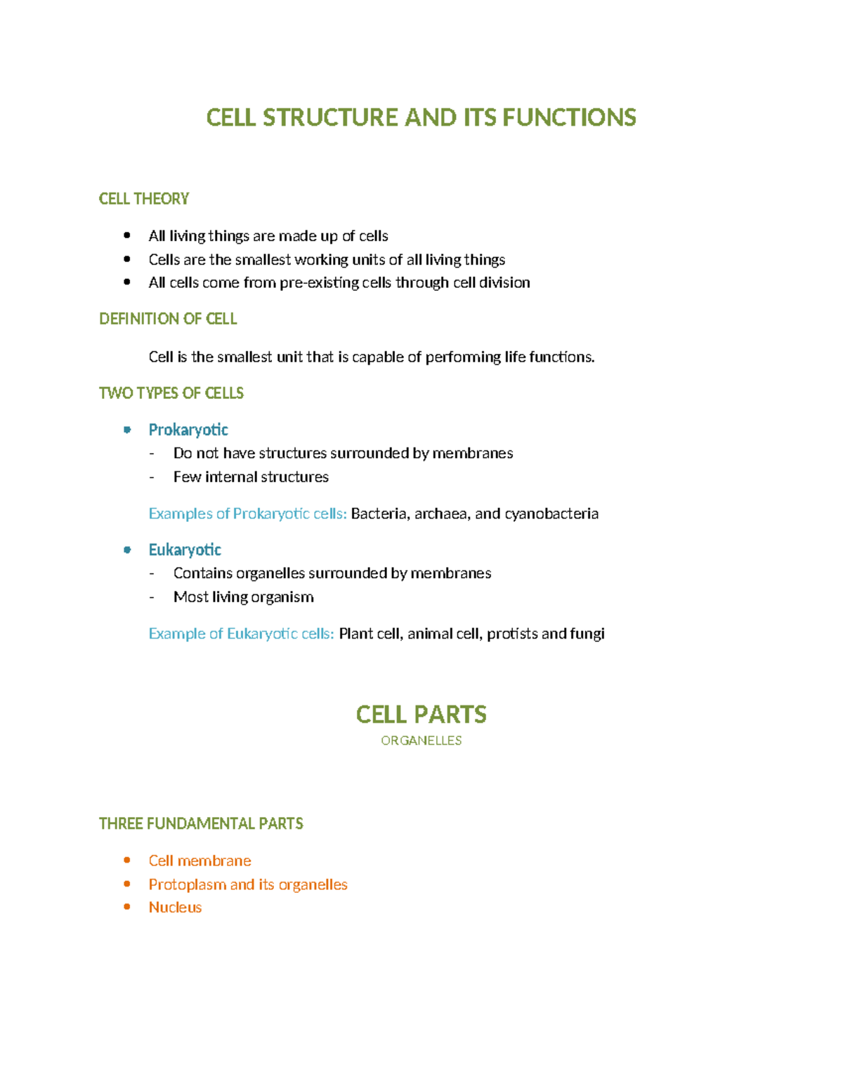 Cell Structure And Its Functions Cell Structure And Its Functions