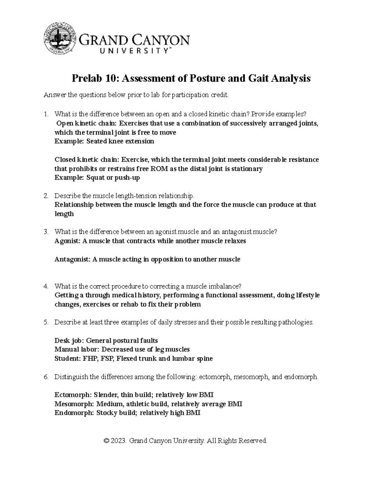 Prelab 10- Assessment OF Posture AND GAIT Analysis - Prelab 10 ...