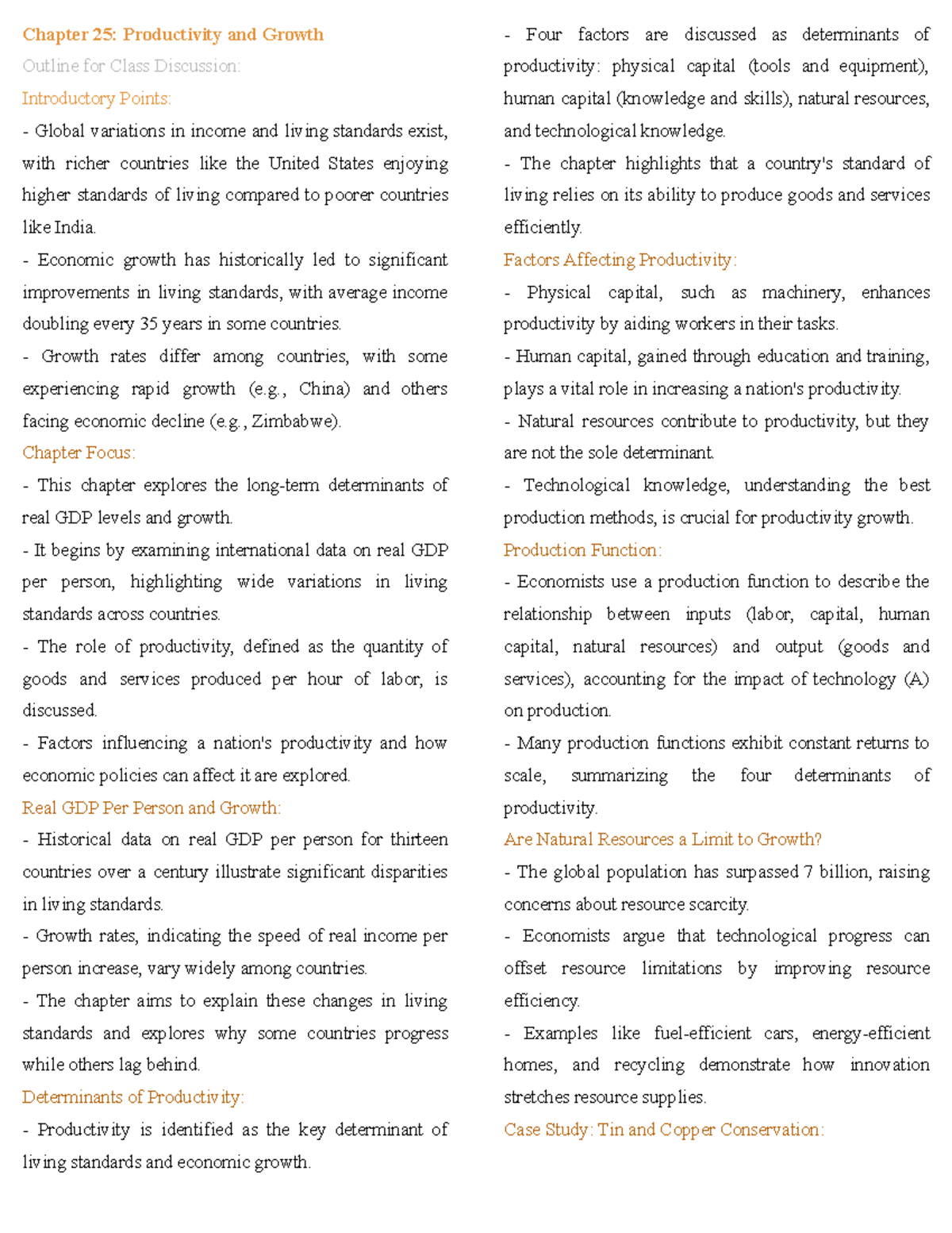Chapter 5 Managerial Economics Summary Notes - Chapter 25: Productivity ...