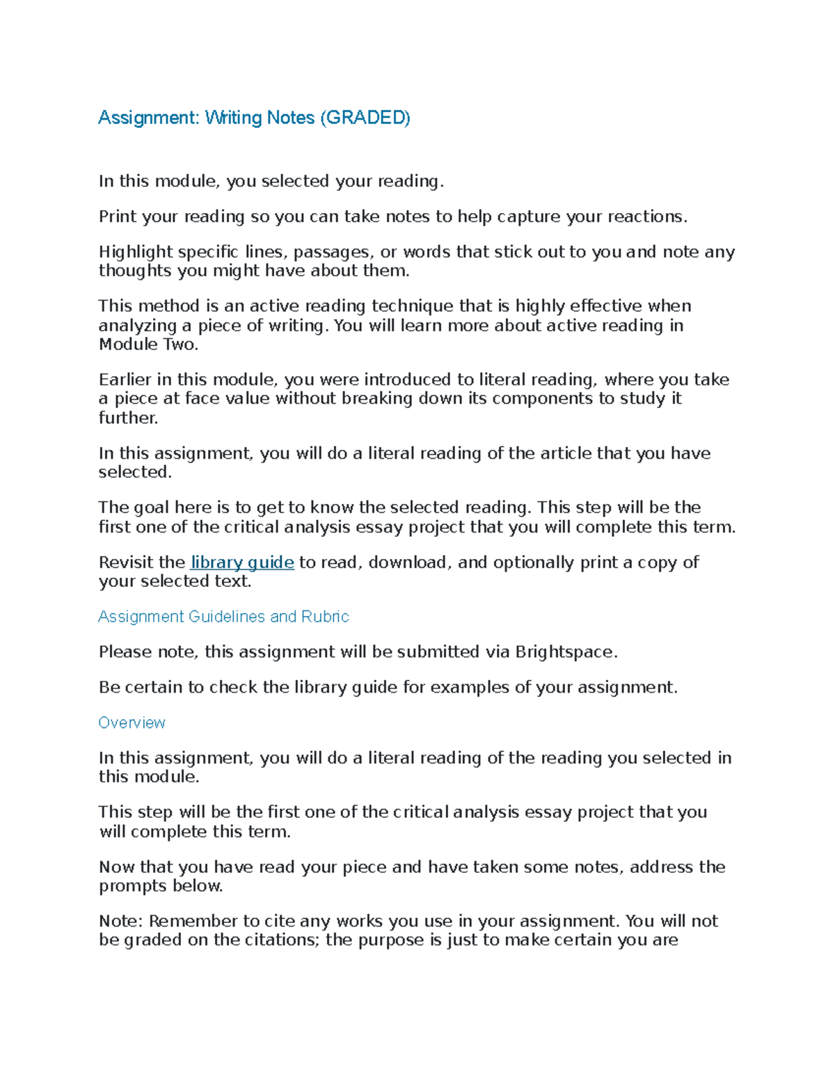 1-6 Writing Notes - Assignment: Writing Notes (GRADED) In this module ...