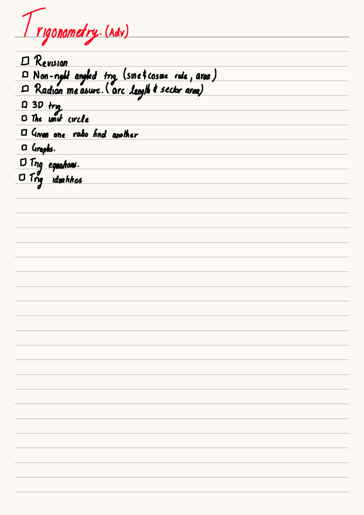 Trig notes - Helpful Revison for Trig Content year 11 - Trigonometry ...