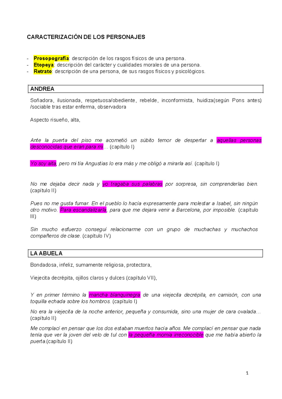 Caracterización de los personajes - CARACTERIZACIÓN DE LOS PERSONAJES ...
