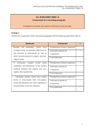 W11 - worksheet - SCL WORKSHEET WEEK 11 SCL WORKSHEET WEEK 11 ...