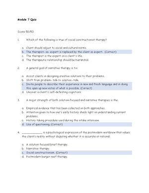 PSY 315 Module 1 Quiz - PSY 315 Module 1 Quiz: Module 1 10/ Counselors ...