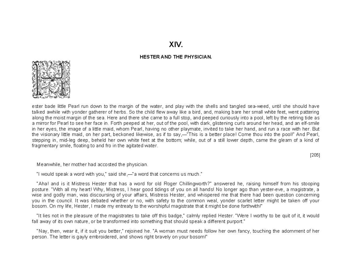 Scaret letter chapter 14 - XIV. HESTER AND THE PHYSICIAN. ester bade ...