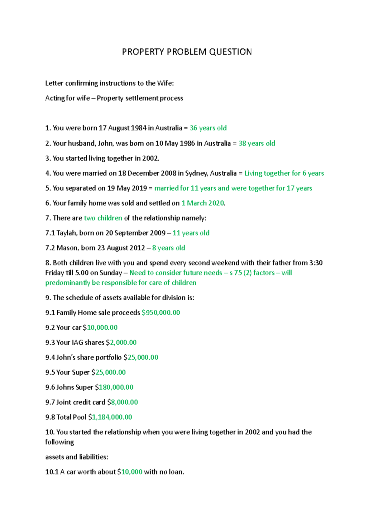 Property Problem Question Practise - PROPERTY PROBLEM QUESTION Leter ...