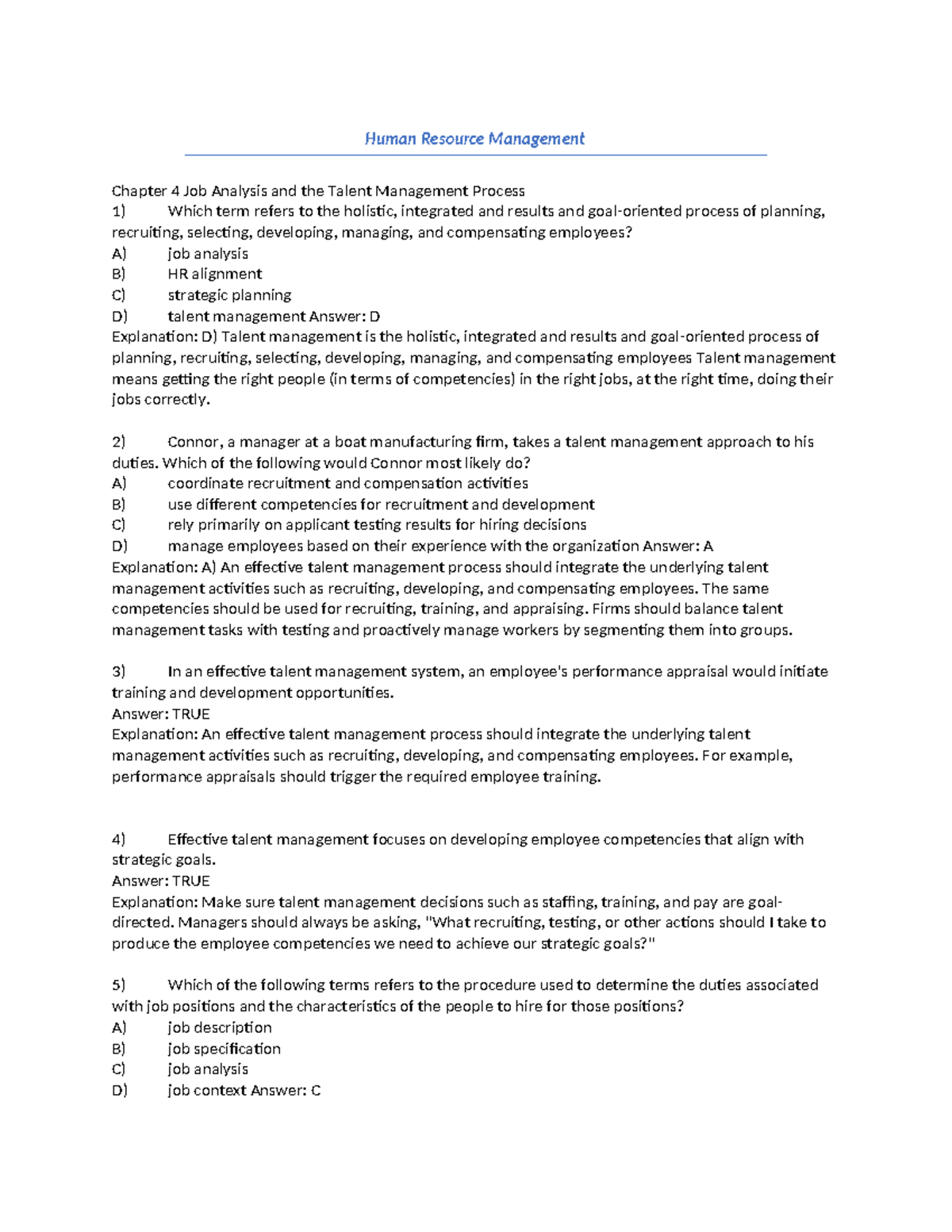 Human Resource Managemen 1 - Human Resource Management Chapter 4 Job ...