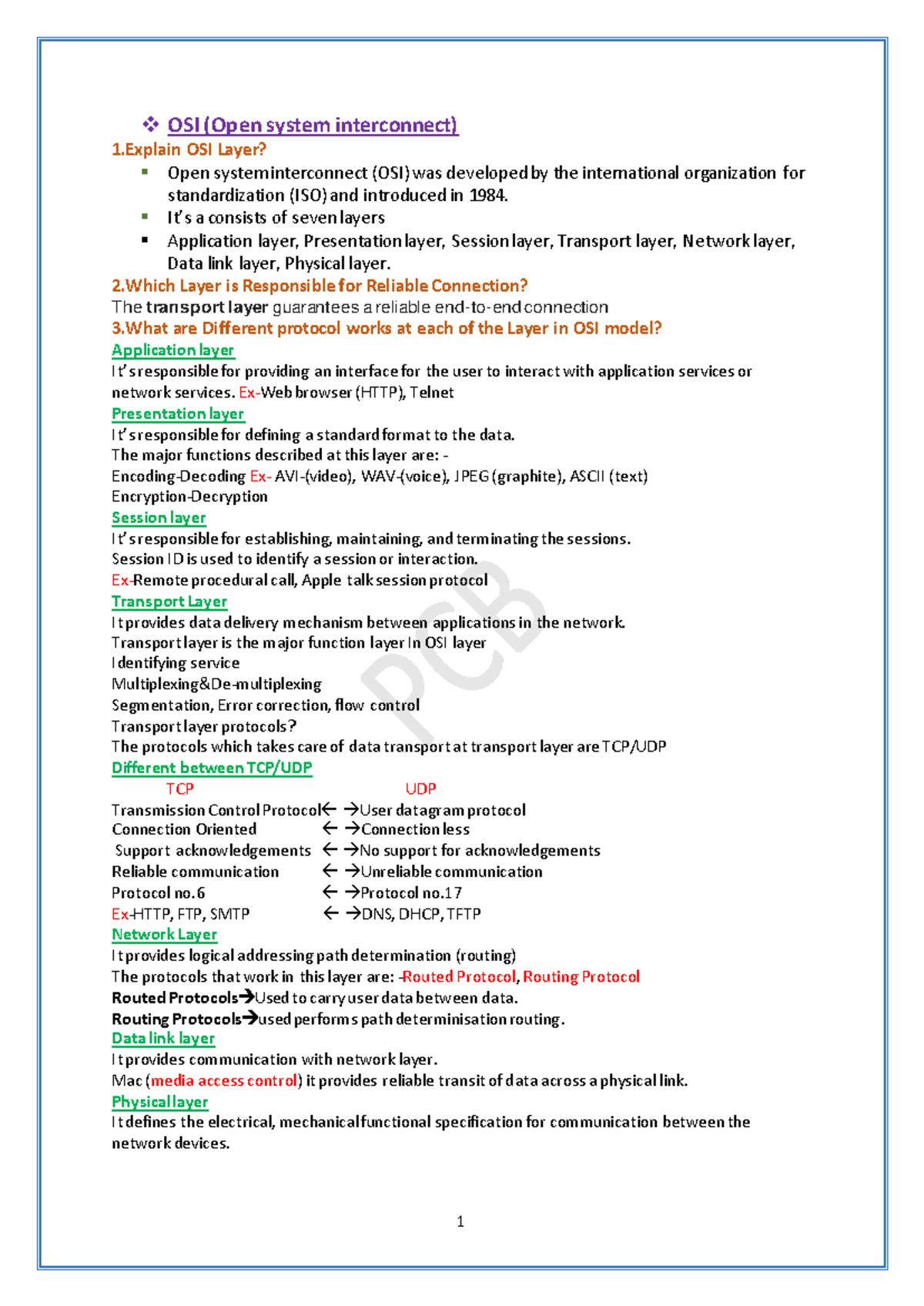 CCNA Interview-1 - practicas - OSI (Open system interconnect) 1 OSI Layer? Open system - Studocu