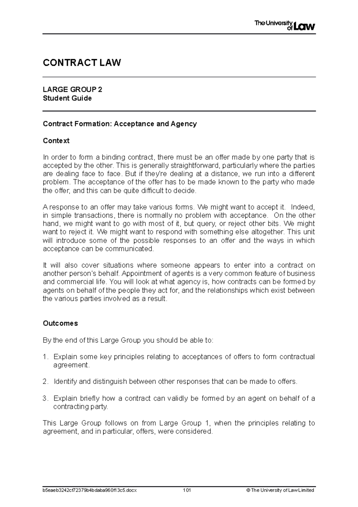2122 con lg02 ce01 student guide - CONTRACT LAW LARGE GROUP 2 Student ...