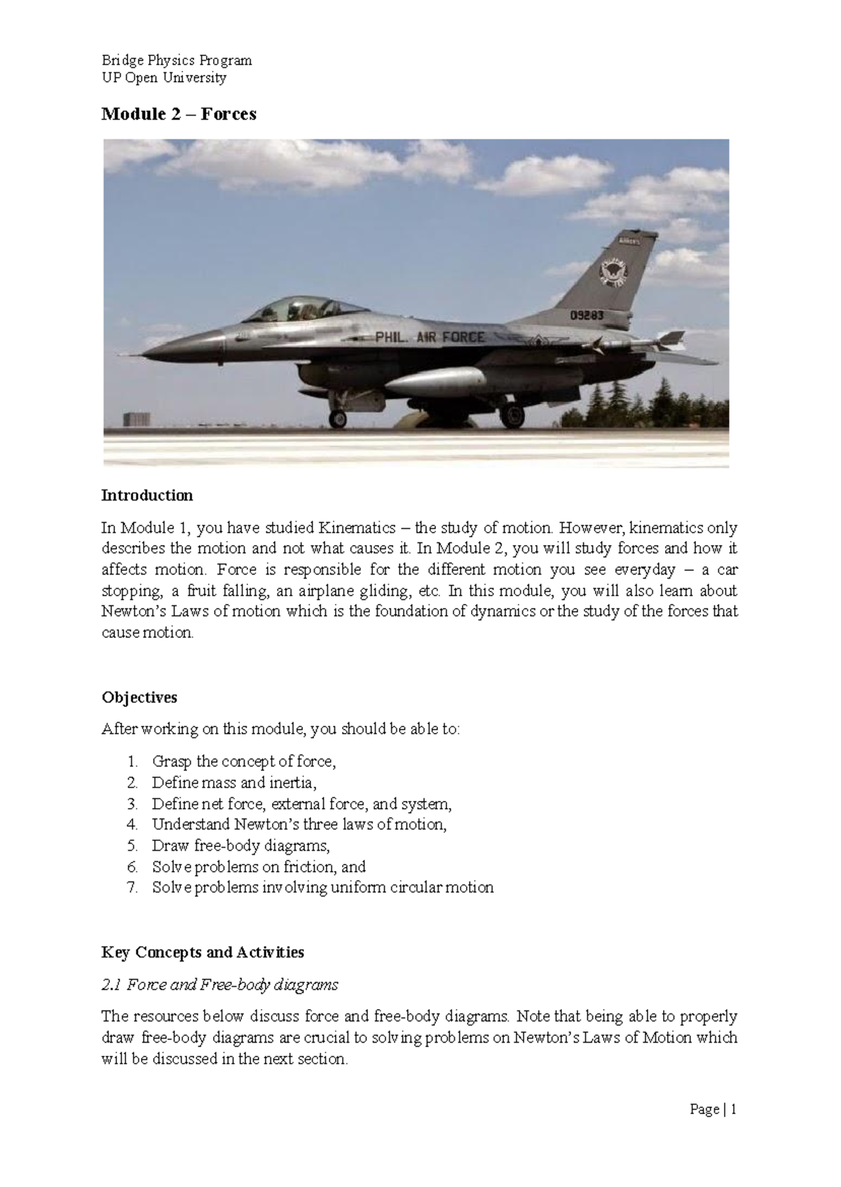 Module 2 - UP Open University Module 2 – Forces Introduction In Module 1, you have studied - Studocu