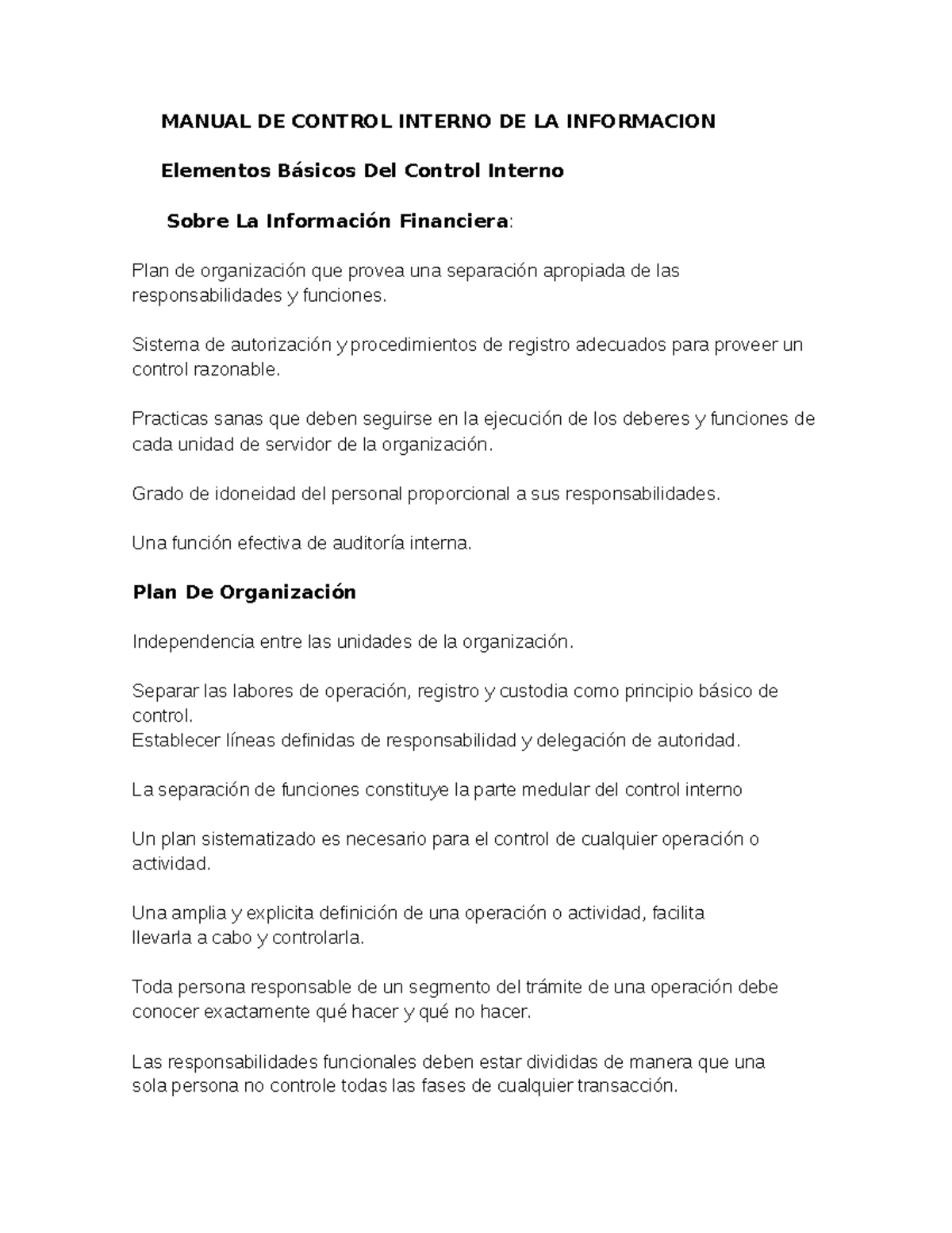 Manual DE Control Interno DE LA Informacion - MANUAL DE CONTROL INTERNO ...