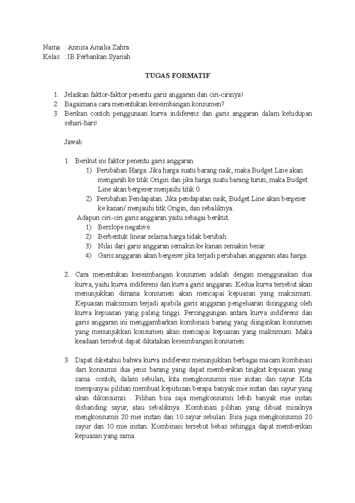 Tes Formatif 1B PSY Annisa Amalia Zahra - Nama : Annisa Amalia Zahra ...