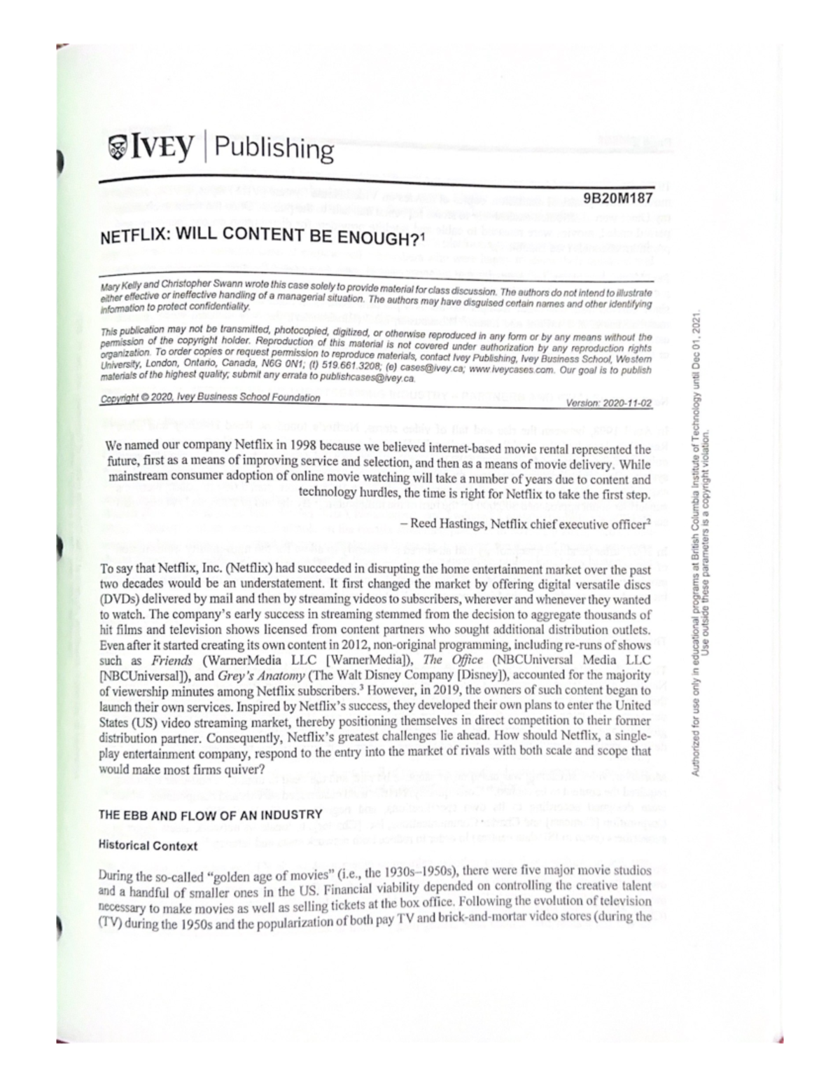 Netflix Case study - BUSI 650 - Studocu