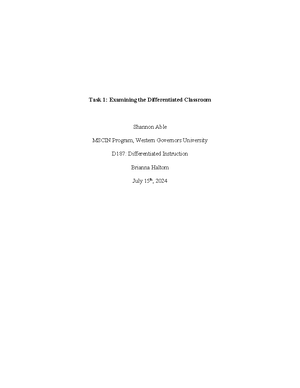 D188 Task 1 - Passes 1st time - Task 1: Collaborating With Team Members ...
