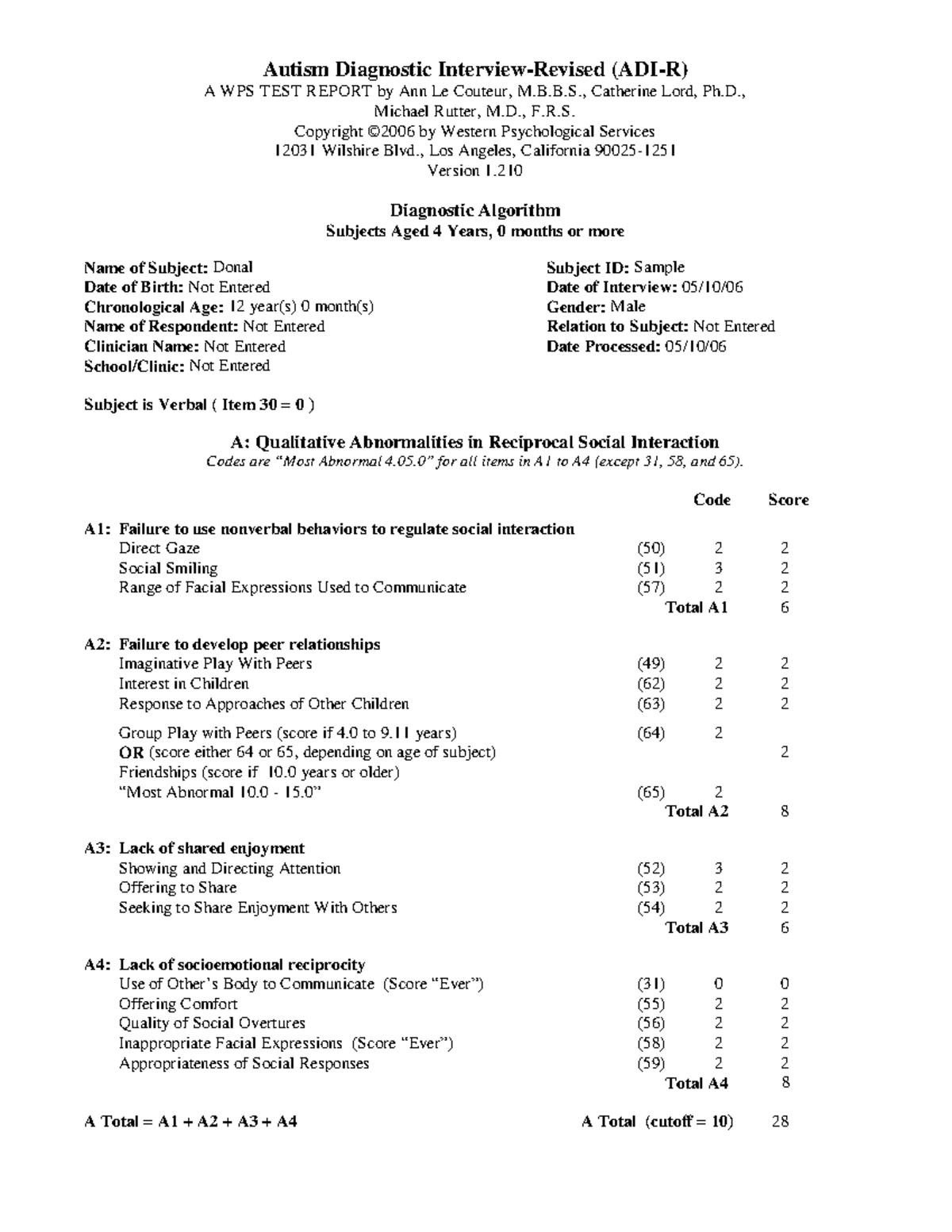 Adir-sample - Pruebas psicológicas - Autism Diagnostic Interview ...