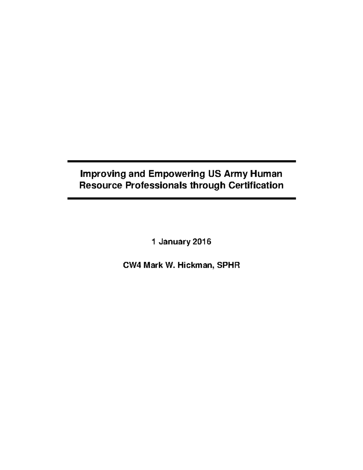 Improving and Empowering US Army HR Professionals through Certification ...
