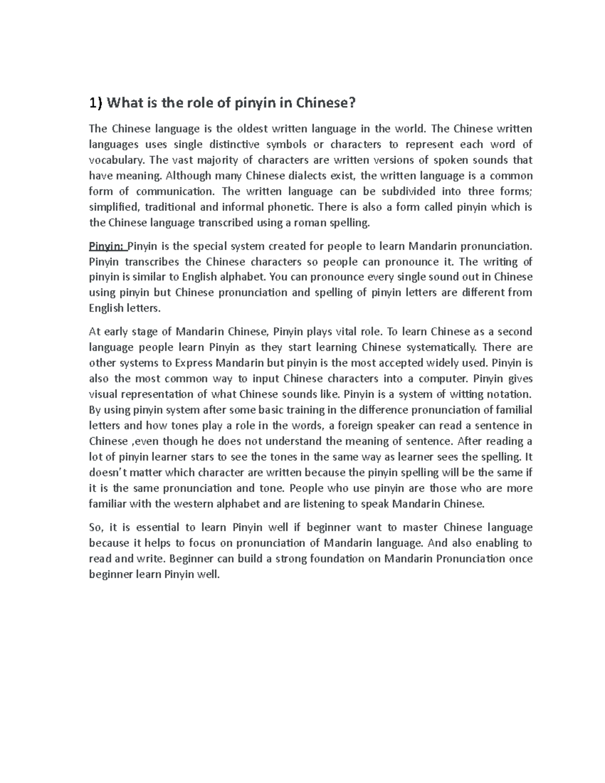 Pinyin - 1)What is the role of pinyin in Chinese? The Chinese language ...
