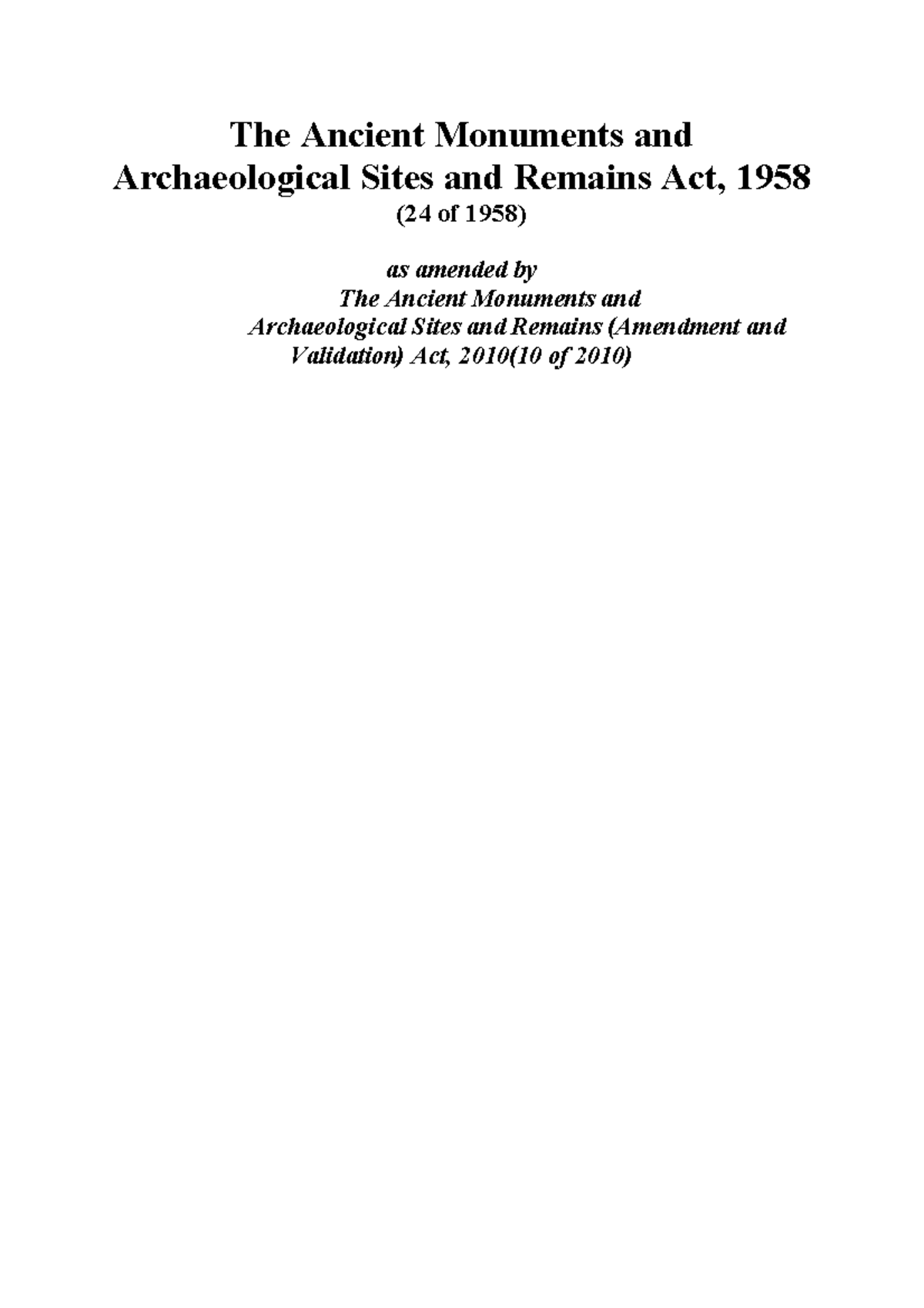 Amasar ACT 2010 - The Ancient Monuments and Archaeological Sites and ...