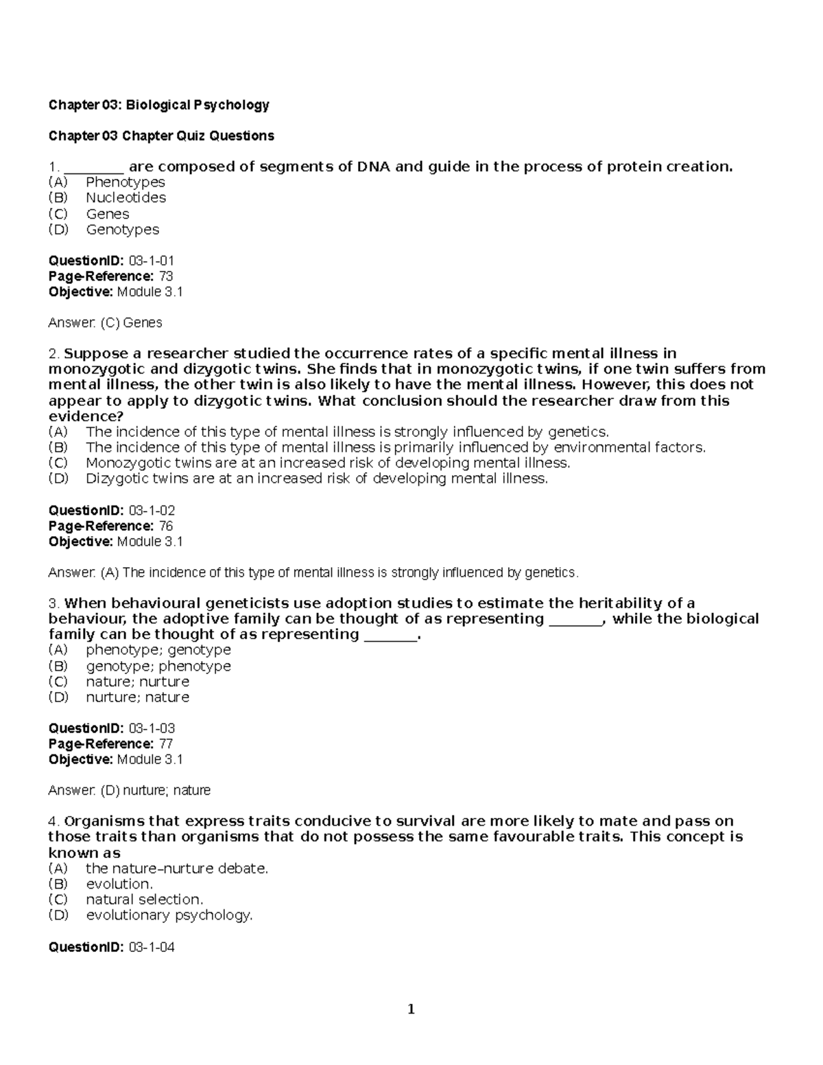Chapter 03 Biological Psychology - Chapter 03: Biological Psychology ...
