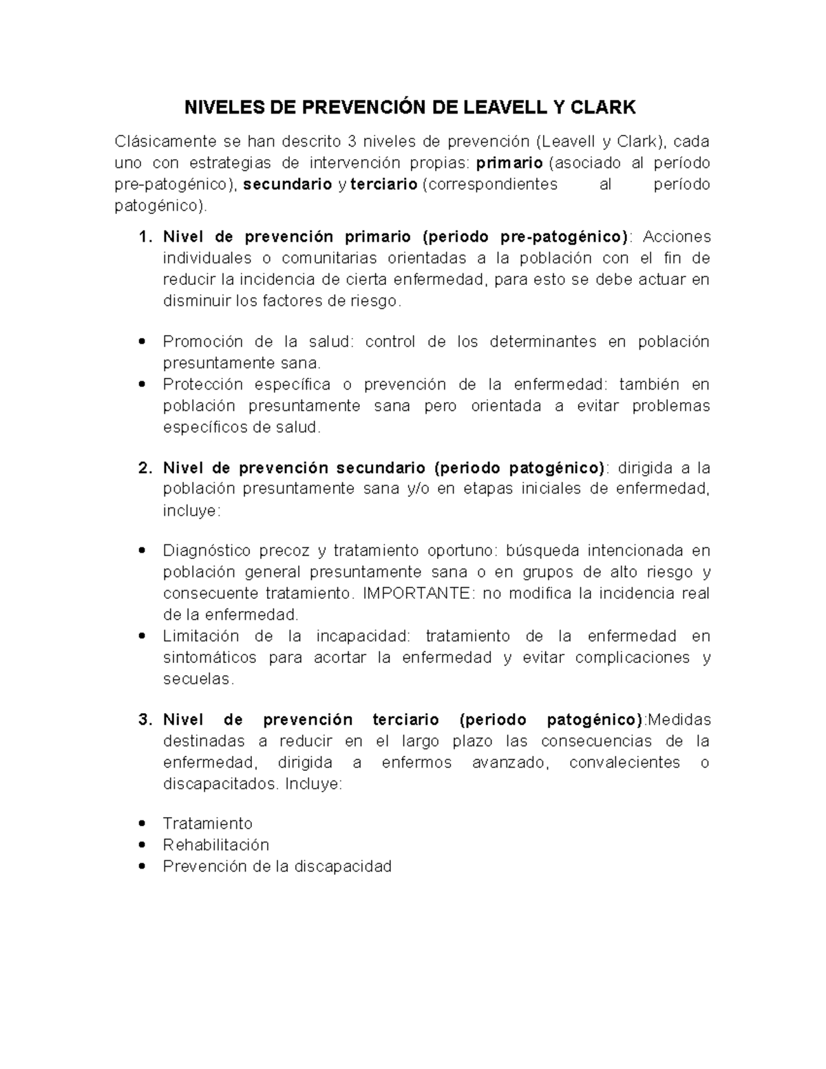 Niveles DE PrevencióN DE Leavell Y Clark DE LA Obesidad - NIVELES DE ...