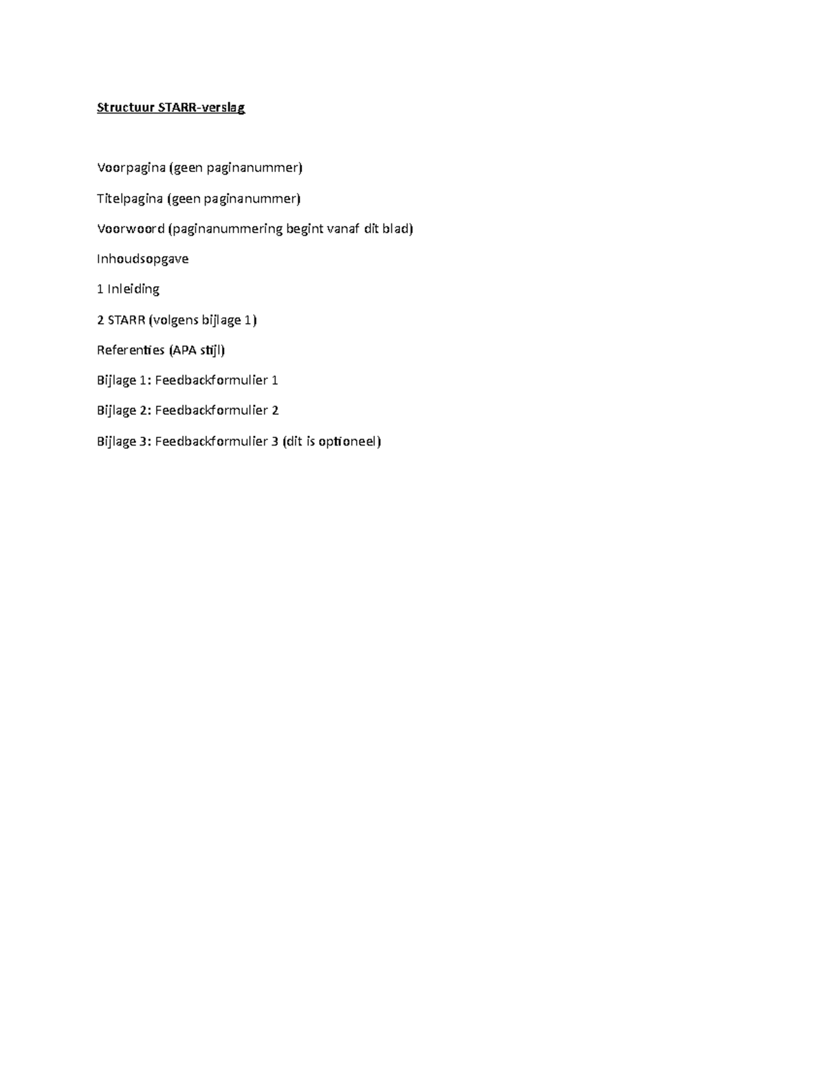 Structuur van PP-verslagen (sem. 3 - sem. 6) - Structuur STARR-verslag ...